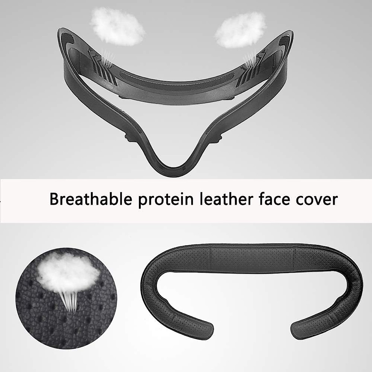 Upgrade Facial Interface Bracket & 2Pcs PU Leather Foam Face Cover Pad & Lens Cover Silicone Small & Large Anti-Leakage Nose Pad for Oculus Quest 2 Accessories Set 6 in 1
