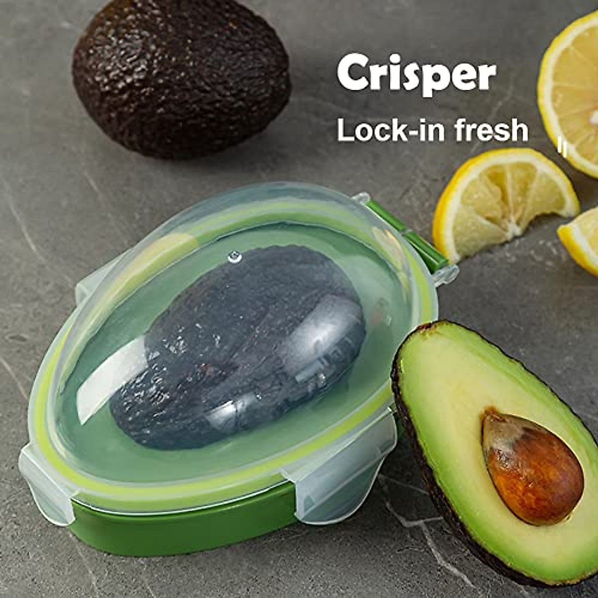BAOYAO Avocado Saver Holder, Reusable Avocado Storage Food Crisper Storage Box Fruit Fresh Container Avocado Keeper Container to Keep Your Avocados Fresh(COLOR:green)