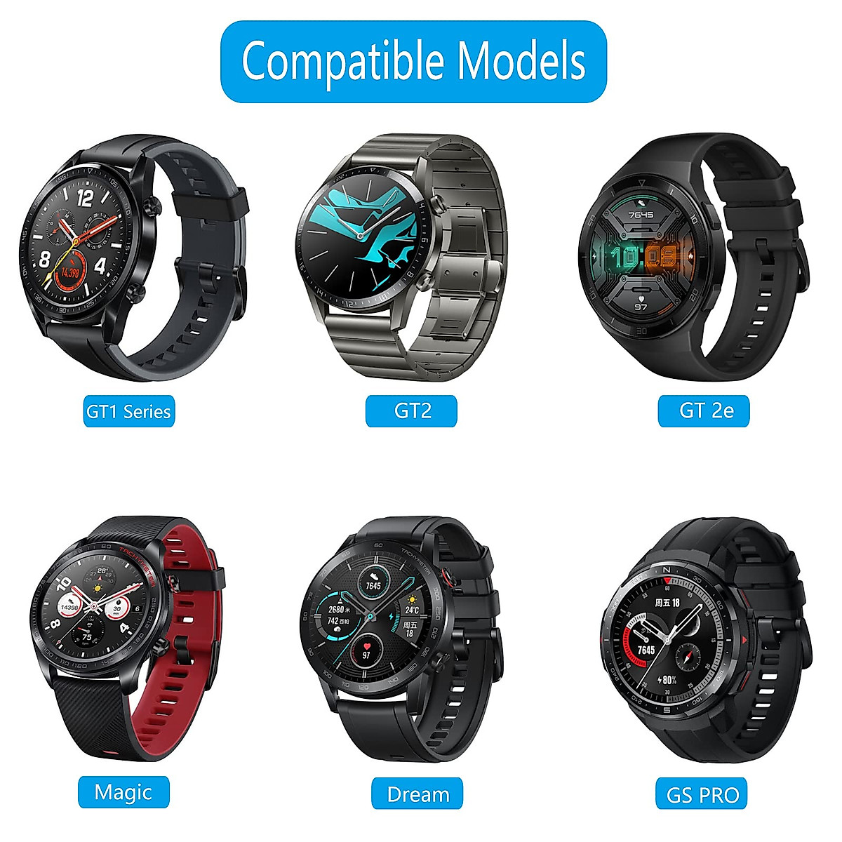 Austuo Charger Compatible with Huawei Watch GT/GT2/GT 2e/GT Classic/GT Sport, Honor Watch Magic/Magic 2/Dream/GS Pro-USB Black Charging Cable