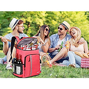FORICH Backpack Cooler Leakproof Insulated Waterproof Backpack Cooler Bag, Lightweight Soft Beach Cooler Backpack for Men Women to Work Picnics Camping Hiking, 30 Cans (Watermelon Red)