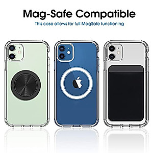 amCase Cellular Phone Case, Compatible with iPhone 11 (6.1") and MagSafe Accessories, Support Wireless Charging, Polycarbonate, Thermoplastic Polyurethane, Shock-Absorbent, Magnetic, Clear