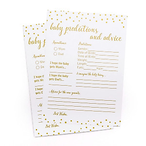 50 Baby Predictions and Advice - Gold Confetti - Baby Shower Game, New Mom & Dad Card or Mommy & Daddy To Be, Girl or Boy Babies New Parent Message Advice Book, Fun Gender Neutral Party (50-cards)