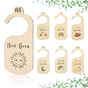 ibwaae Wooden Baby Closet Size Divider Organizer Hanger Clothing Dividers for Newborn Nursery Decor Infant to 24 Months