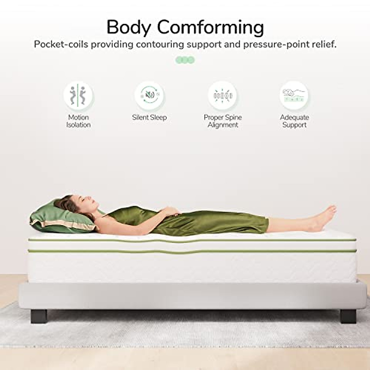 Novilla Queen Mattress, 12 Inch Gel Memory Foam Hybrid Mattress with Pocketed Coil for Pressure Relief & Motion Isolation, Medium Firm Mattress Queen in a Box, Amenity