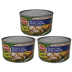 Tyson Fully Cooked Premium Grilled Chunk White Chicken in Water (3 Pack) 12 oz Cans