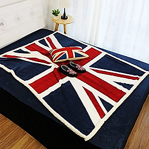 USTIDE Sherpa Throw Blanket Union Jack Blanket 51"x63", Super Soft Fleece Blankets Super Comfy Blanket Comfort Comfy Flannel Blanket Throws for Bed/Couch/Sofa/Office/Camping Caring Gift Blanket