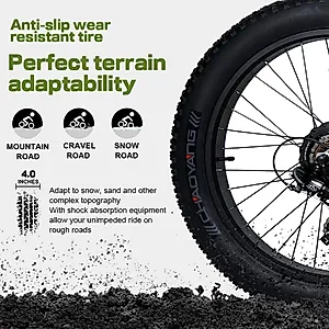 ECOTRIC Electric Bike 26" Fat Tire 750W Electric Bicycles 48V 13AH Removable Large Battery Beach Snow Mountain E-Bike for Adults UL Certified with Dual Shock Absorber & 7-Speed