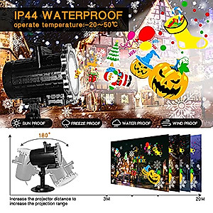 Christmas Projector Lights Outdoor, MOSSNDAR Waterproof Snowflake Projector with 64 HD Cartoons, Light Projector with Remote Control for Christmas Decorations Multiple Holidays Party Garden Landscape