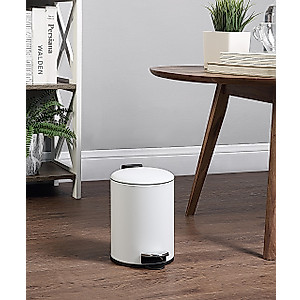 SunnyPoint 3 Liter / 0.8 Gallon Extra Small Step On and Slow Close Trash Can with Plastic Inner Bucket Perfect for Bathroom, Office, Or Bedroom (White)