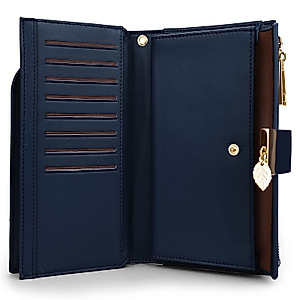 YALUXE Women's Leather Zipper Wallet RFID Blocking Multi Card Holder with Cellphone Pocket Large Capacity