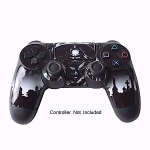 GameXcel Skins Compatible with PS4 Controller - Stickers Compatible with Playstation Dualshock 4 - Decals Cover Skin Accessories Compatible with PS4 Slim Controllers - Reaper Black