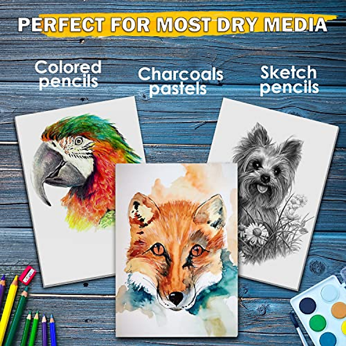 MUJINHUA Watercolor Paper, White, 140 lb, 6.1X8.7", 20 Sheets, Cold-Pressed, Acid-Free, Ideal for Watercolor Painting and Wet Media, Textured Paper Great and Sketchbook, Ideal for Kid, Beginners