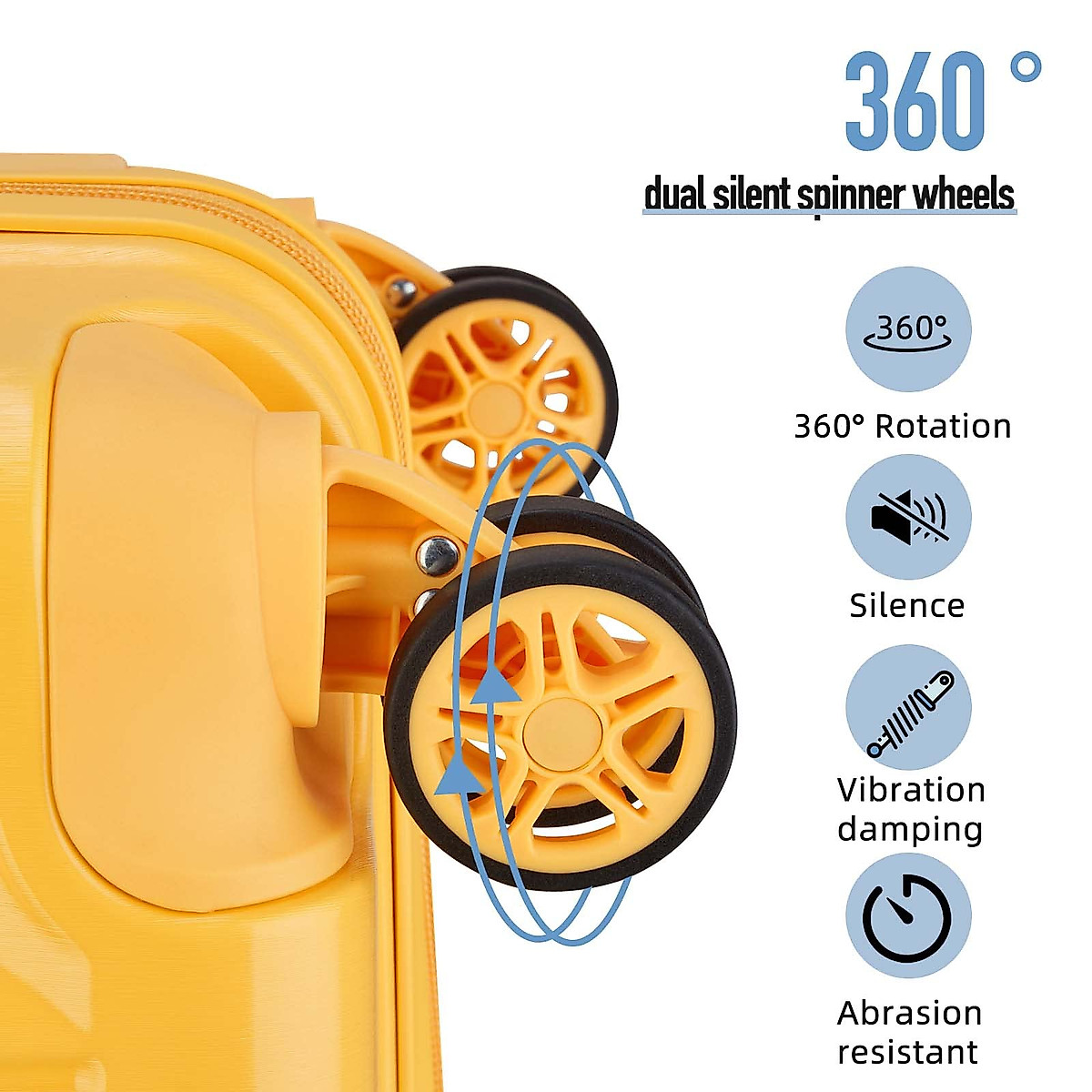 Joyway Luggage Suitcase with Spinner Wheels, Hardside Checked Luggage with TSA Lock, 24 Inch Medium Travel Suitcase (YELLOW,4PCS)