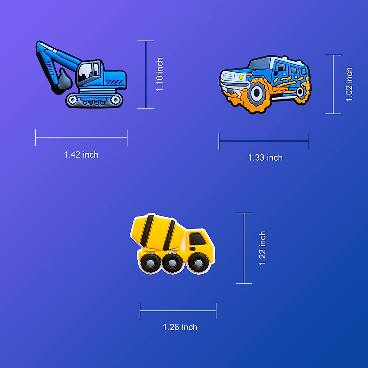 Euphaglaia 25 40Pcs Cars and Trucks Charms for Clog Shoes Decoration, Excavator Mixer Truck Charms Accessories for Adult (25)