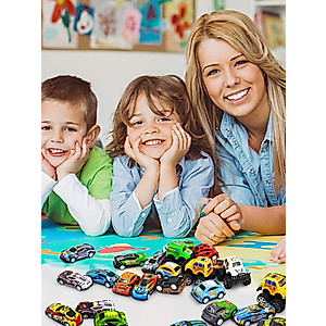 Vileafy 26 Pack Different Pull Back Cars for Kids Party Favors, 3 Styles of Small Vehicles for Kids 3-5 Years Old, Great Toys for Class Prizes, Treasure Box and Party Favors