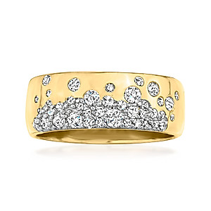 Ross-Simons 0.50 ct. t.w. Scattered-Diamond Ring in 18kt Gold Over Sterling. Size 7