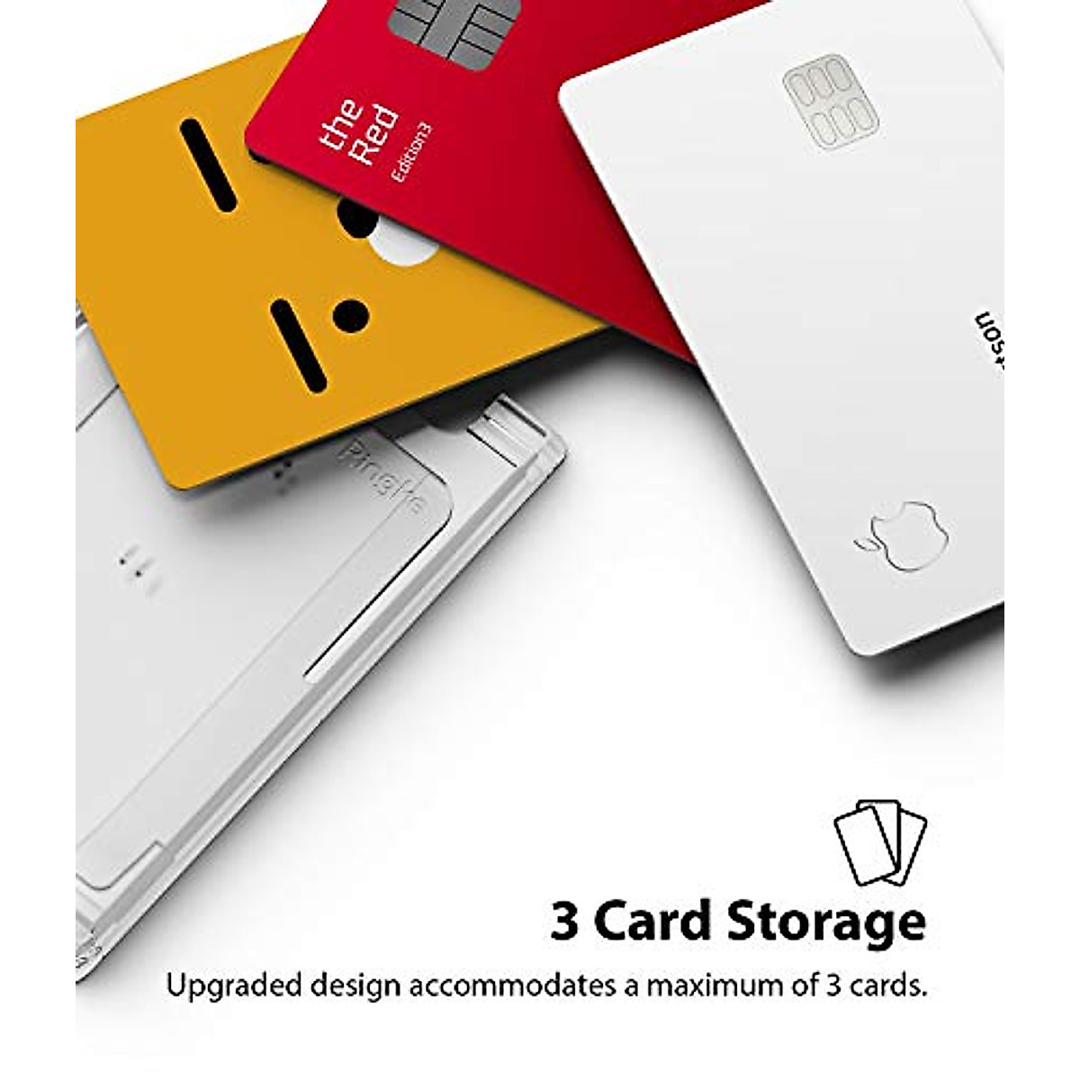 Ringke Slot Card Holder for Phone Case, Business Card Holder for Back of Phone, ID Credit Card Holder Stick on for Women Men, Phone Wallet Compatible with iPhone, Galaxy, and Pixel - Clear Mist