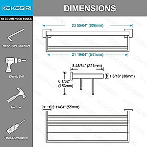 KOKOSIRI Towel Shelf Holder 24'' Bathroom Towel Rack Hand Towel Bar Swing Out Swivel Towel Holder Brushed Gold B6003BG+B5007BG-A2