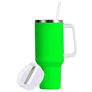 MCHIVER Neon Green Tumbler with Lid and Straw 40 oz Insulated Water Bottle Leakproof Water Tumblers for Hot and Cold Drinks
