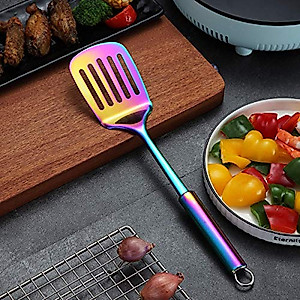 Berglander Spatula, Stainless Steel Rainbow Slotted Turner, Colorful Spatulas With Titanium Plating, Spatula For Cooking, Kitchen Spatulas, Barbeque Turner, Spatulas For BBQ (Rainbow)
