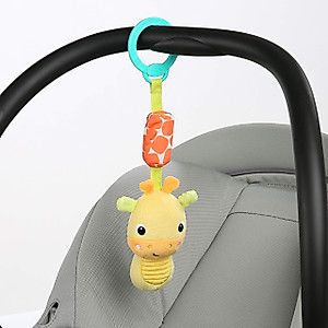 Bright Starts Giraffe Chime Along Friends Plush Take-Along Stroller or Carrier Toy, Ages 0 Month+