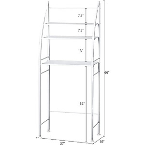Barton 3-Shelf Bathroom Organizer Over The Toilet Storage Bathroom Space Saver Shelf 27"(L) x 10"(W) x 66"(H) - White