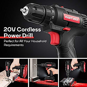 Eastvolt 20V Max Cordless Power Drill Driver Kit & Home Tool Kit, Max 310in.lbs. 18+1 PoisitionTorque Drill For Metal, Wood, Plastics, 168 Pieces tool with case For General Household (EVCD168S)