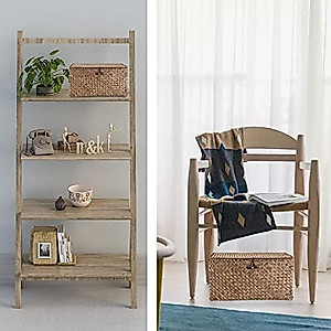 Hipiwe Wicker Shelf Baskets Bin with Lid, Handwoven Seagrass Basket Storage Bins Rectangular Household Basket Boxes for Shelf Wardrobe Home Organizer, Coffee Small