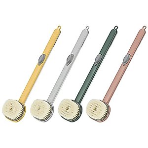 INGVY Dry Brushing Body Brush Long Handle Liquid Bath Brush Bathroom Body Brushes Back Body Bath Shower Sponge Exfoliating Scrub Massager Skin Cleaning Tools (Color : Gray)