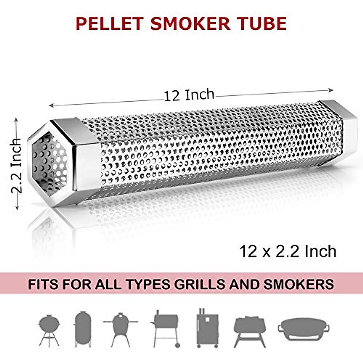 Realcook Pellet Smoker Tube 12-inch: Stainless Steel Wood Pellets Smoke Tube for Hot or Cold Smoking | BBQ Smoke Generator Tubes Works with any Grill and Smokers