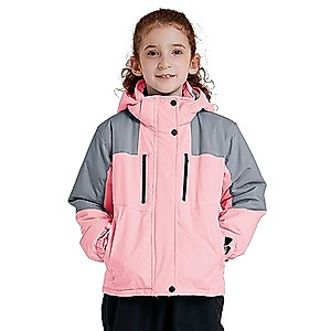 ZSHOW Girls' Ski Jacket Hooded Windproof Breathable Outerwear Warm Winter Coat(Coral Pink,14-16)