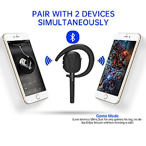 Ralyin Bluetooth Earpiece, Bluetooth Headphones with Daul Mic Noise Cancellation, 24 Hrs Driving Headset 60 Days Standby Time for Running Cycling Workout
