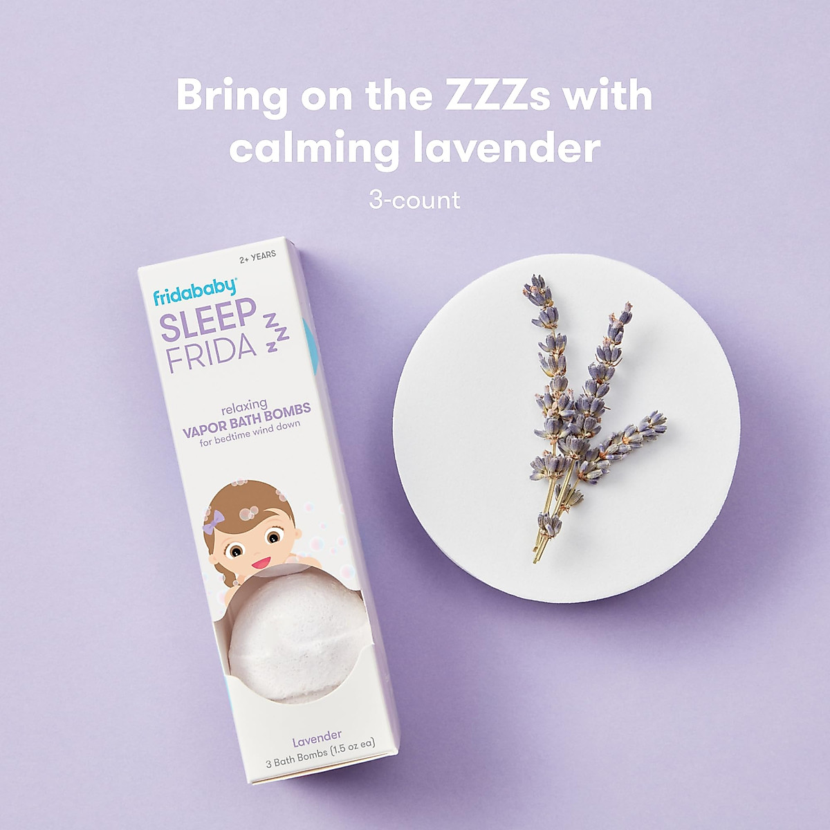 Frida Baby Natural Sleep Bath Bombs, Lavender Essential Oil Bath Bombs for Bedtime, Valentines Day Gifts for Kids, Relaxing & Calming Shower Bombs with Aromatherapy Oil for Better Sleep