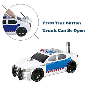 YEAM Police Car Toy Plastic Pursuit Rescue Vehicle with Sirnes Sound and Light for Kids Toddlers Boys 1:20 (Blue)