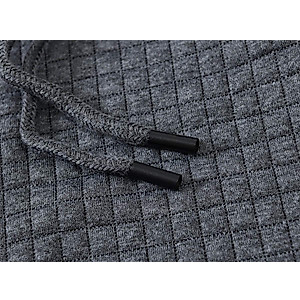 Yundobop Men's Pullover Hoodies Plaid Jacquard Long Sleeve Drawstring Hipster Casual Hooded Sweatshirts with Kanga Pockets Grey L