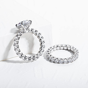 Gobaalele 6ct Cubic Zirconia Wedding Band Set, CZ Engagement Ring Bridal Set Christmas gift for women, 925 Sterling Silver Promise Ring Wedding Ring Size 7.0 (Oval Cut)