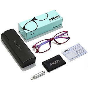 ANRRI Non Prescription Glasses for Men Clear Lens Classic Square Purple Frame Eyewear Women