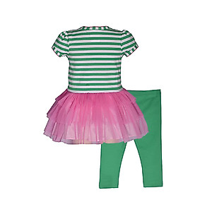 Bonnie Jean Baby, Toddler, Little Girls, and Big Girls St Patrick's Day Green Shamrock Tutu Top and Leggings Set