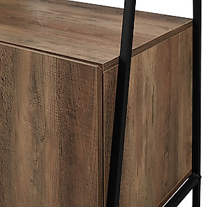 Walker Edison Furniture Company Industrial Modern Ladder Bookcase w/Cabinet, 72 Inch, Reclaimed Barnwood