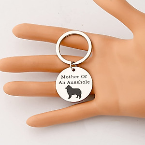 CENWA Australian Shepherd Keychain Mother Of An Ausshole Jewelry Australian Shepherd Gifts Aussie Dog Lover Gift (Of An Ausshole K)