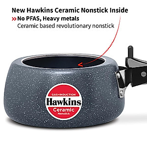 Hawkins 1.5 Litre Ceramic Nonstick Pressure Cooker, Induction Inner Lid Cooker, Granite Contura shaped Cooker, Best Cooker (ICC15)