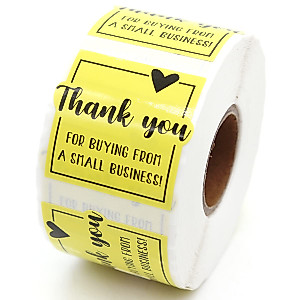Yellow Thank You for Buying from a Small Business Stickers,Thank You Stickers,Bakeries Stickers,Handmade Stickers,Small Business Stickers, Envelopes Stickers, Gift Bags Packaging 500 PCS