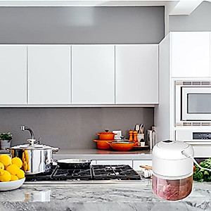 Pogeair White 3 CUP Cordless Mini Food Chopper,Small Food Processor for Garlic,Nut,Meat(100+250+350ML)