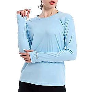 Women's UPF 50+ UV Sun Protection Shirt Outdoor Performance Long Sleeve Rash Guard Shirts for Hiking,Swim,Fishing (Blue,S)