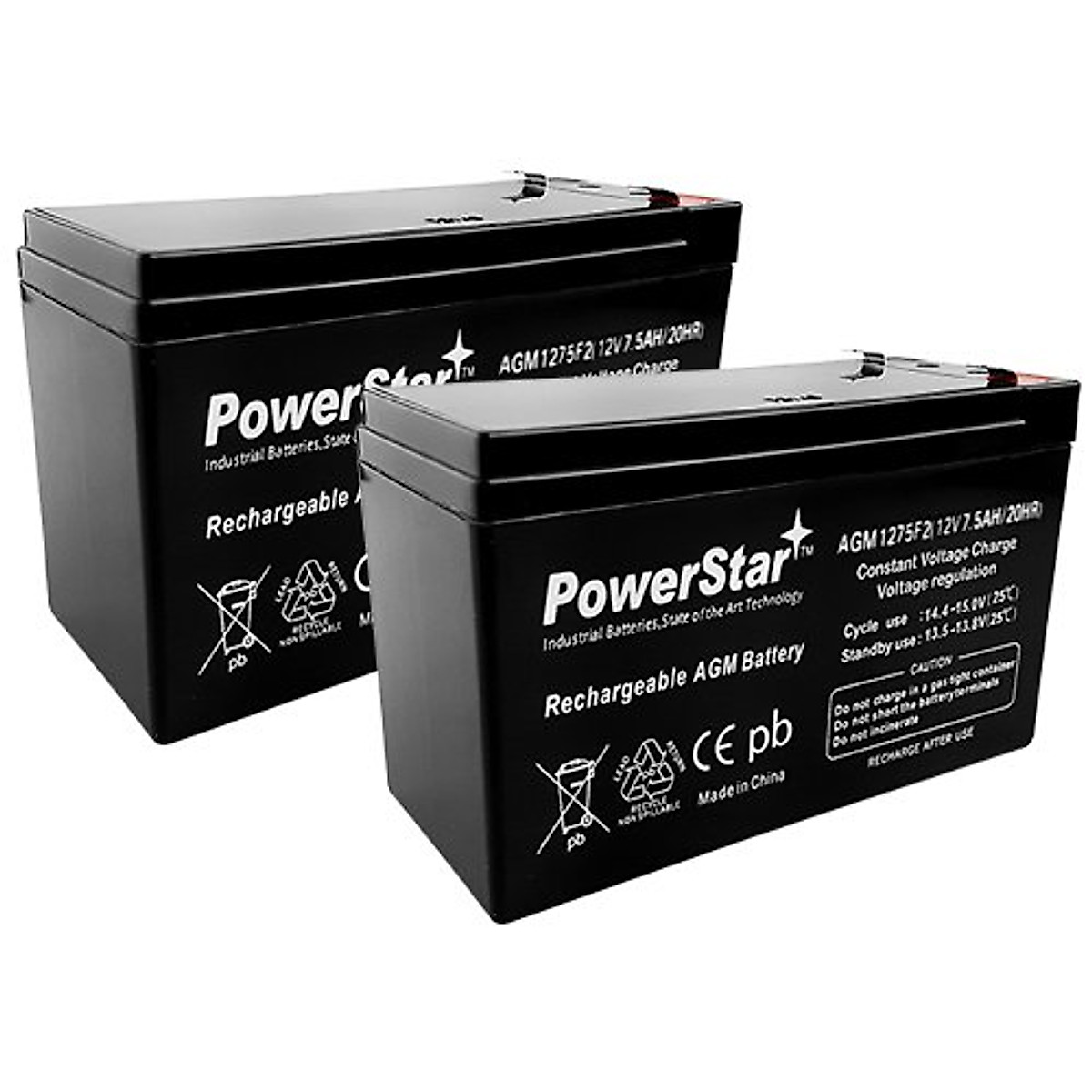 12V 7.5AH Battery 6-DW-7 12V 7AH 10hr SHAOXING HUITONG REPL - 2 Pack