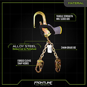 Frontline PSSW2R Rebar Positioning Chain Assembly with Swivel | Durable, Rugged & High Strength | Construction Positioning Chains | OSHA & ANSI Compliant