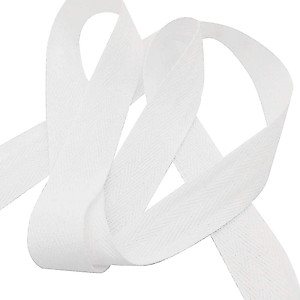 Abbaoww 50 Yards Cotton Twill Tape Ribbon 1/2 Inch, Soft Natural Webbing Tape Herringbone Tape for Sewing DIY Craft, White