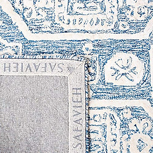 SAFAVIEH Glamour Collection 8' x 11' Navy/Ivory GLM556N Handmade Premium Wool & Viscose Area Rug