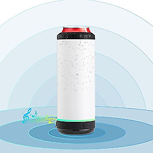 INSTOME Sublimation Can Cooler with Speaker,4 in 1 16oz Straight Music Can Cooler,Insulated Speaker Cup Can Cooler with Detachable Led Light for Summer Beach Party (Black)