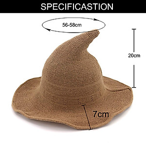 URFUN Women's Wool Witch Hat Wide Brim Spire Knitted Cap for Halloween Party Decor Green